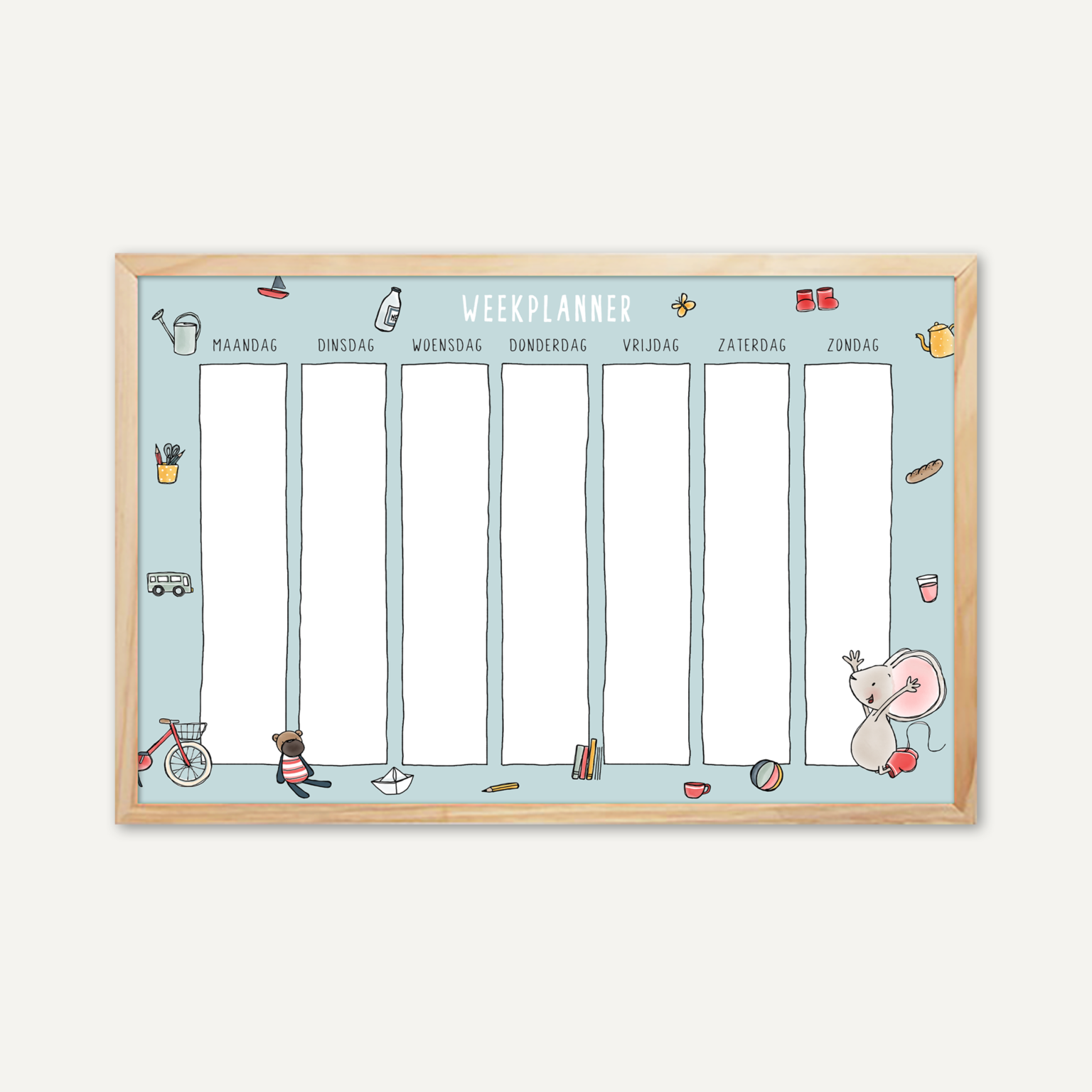 Weekplanner magneetbord hout - Thuis bij Muis