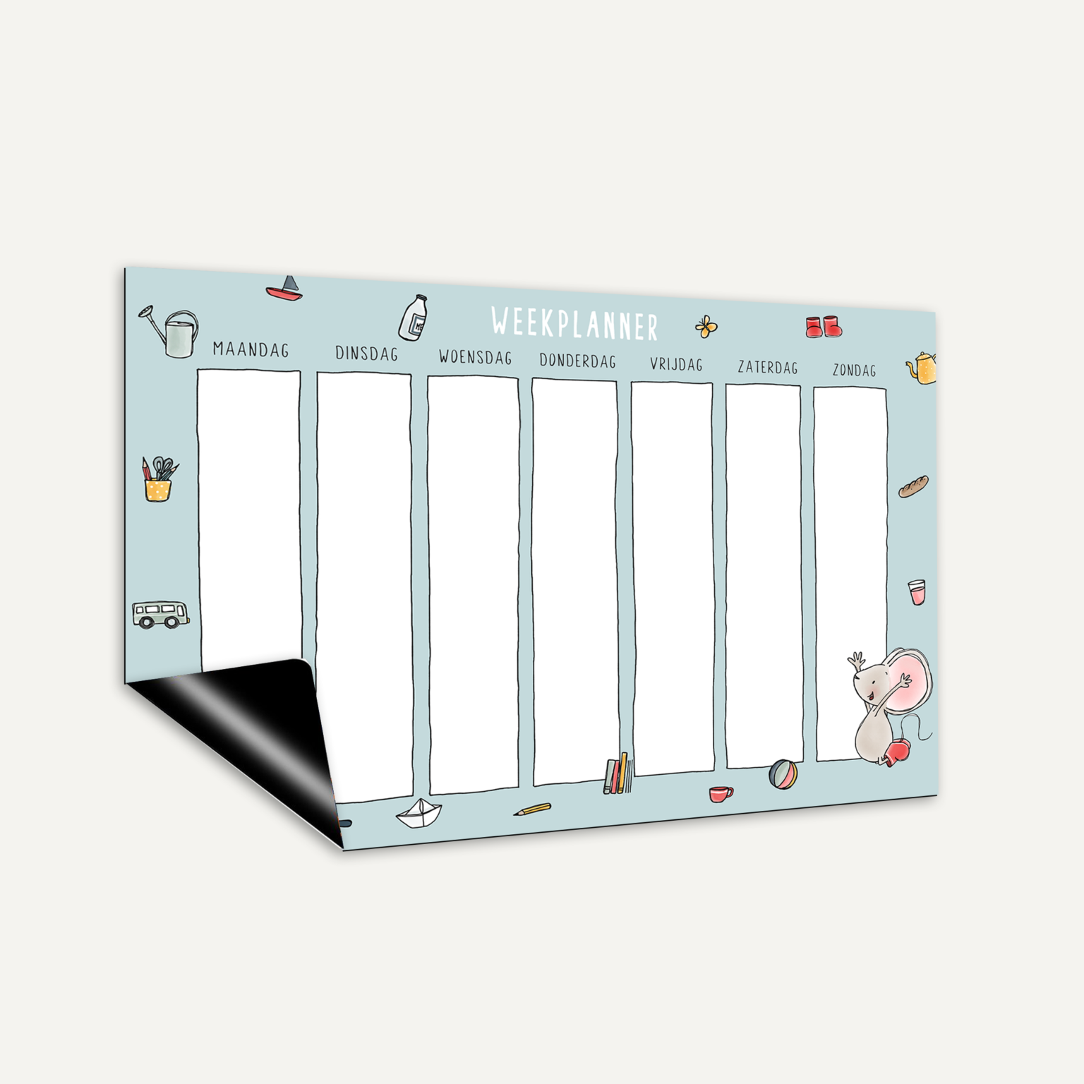 Weekplanner magneetbord hout - Thuis bij Muis