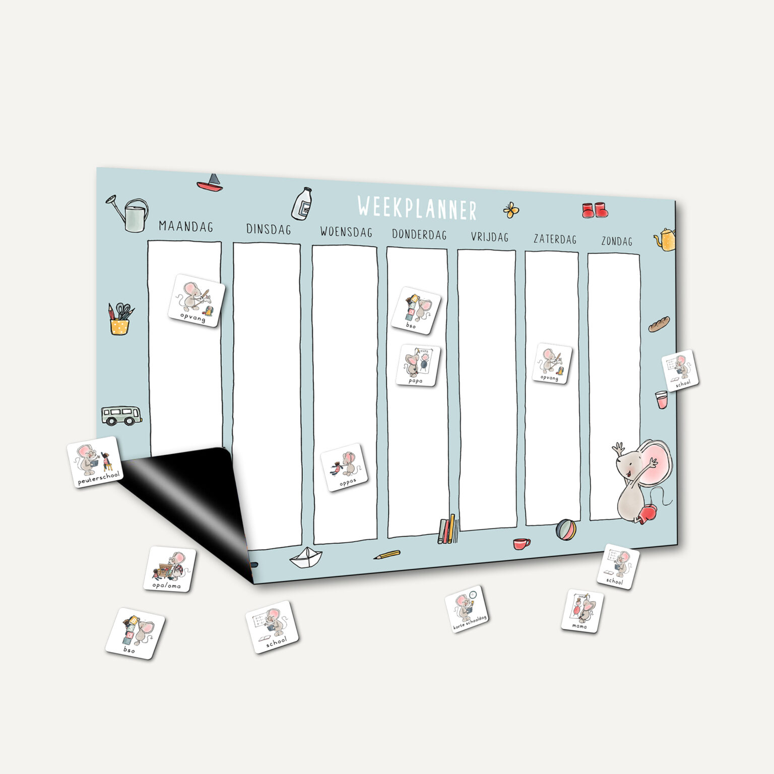 Weekplanner magneetbord hout - Thuis bij Muis