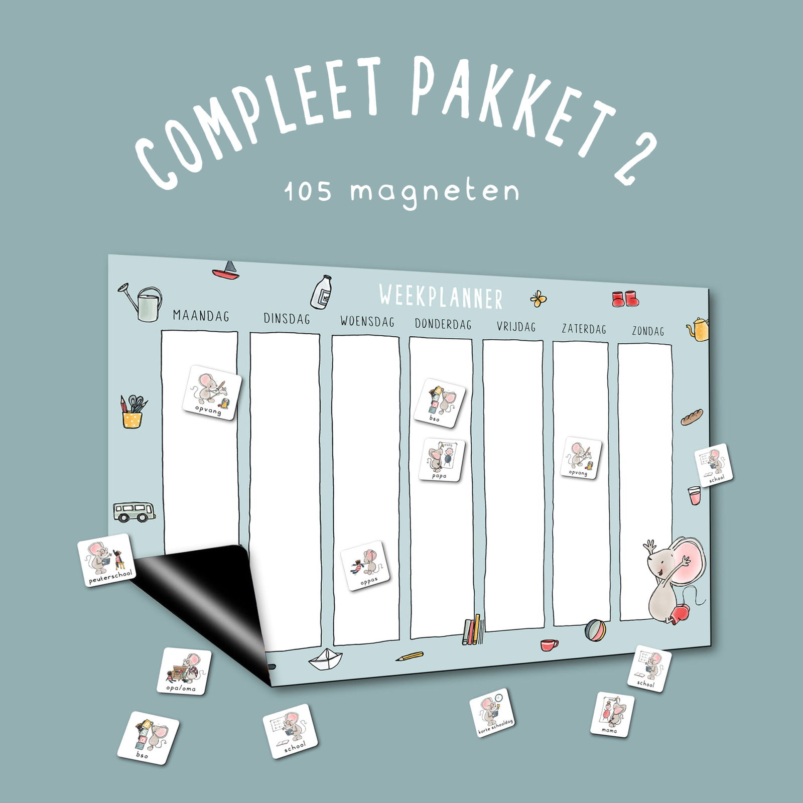 Weekplanner magneetbord hout - Thuis bij Muis